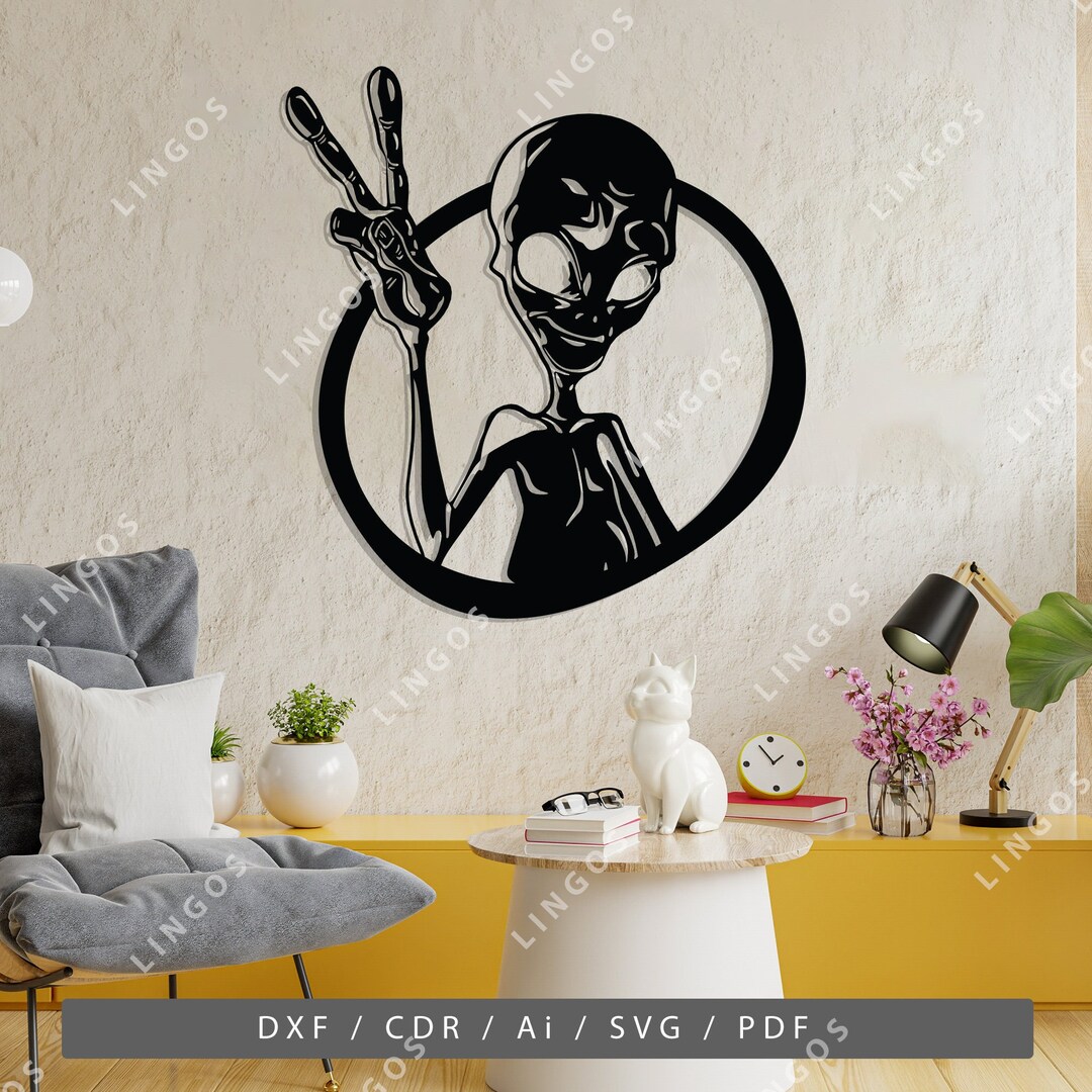 Alien Wall Decor, Space Vector, Astronomy DXF File, Galaxy Cnc Cutting ...