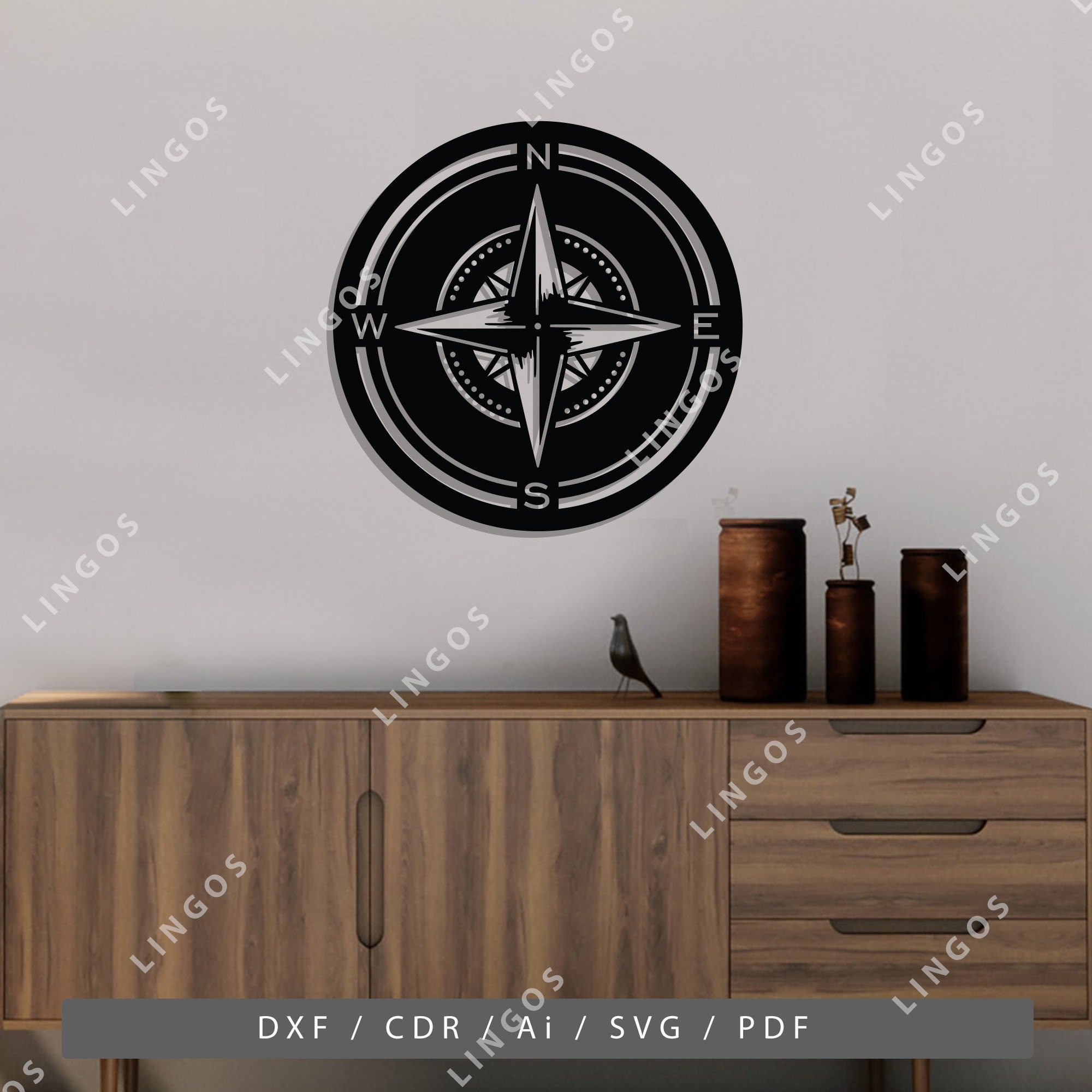 Compass Laser Cut File Geometric Traveller Sign DXF Nautical - Etsy
