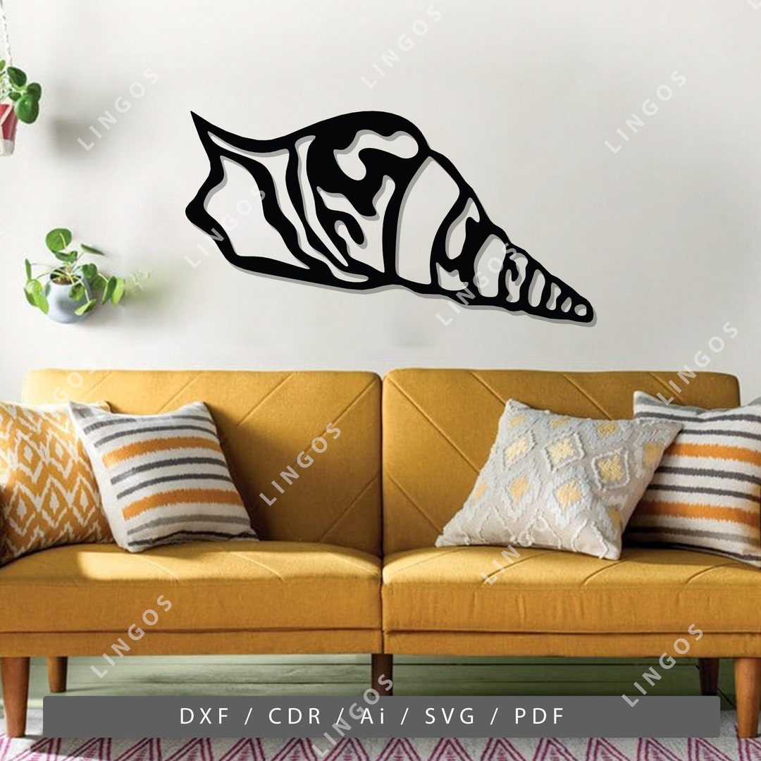 Sea Shell Design Digital Vector Svg Dxf Files Wall Sticker Engraving ...