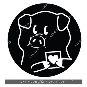 Cute Pig Design Dxf, Animal Laser Cut, Pig Face Wall Decor, Cdr, Ai ...