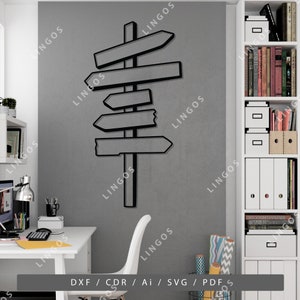 Destination Sign Vector, Arrow Wall Art, Road SVG, Travel DXF, Traffic ...