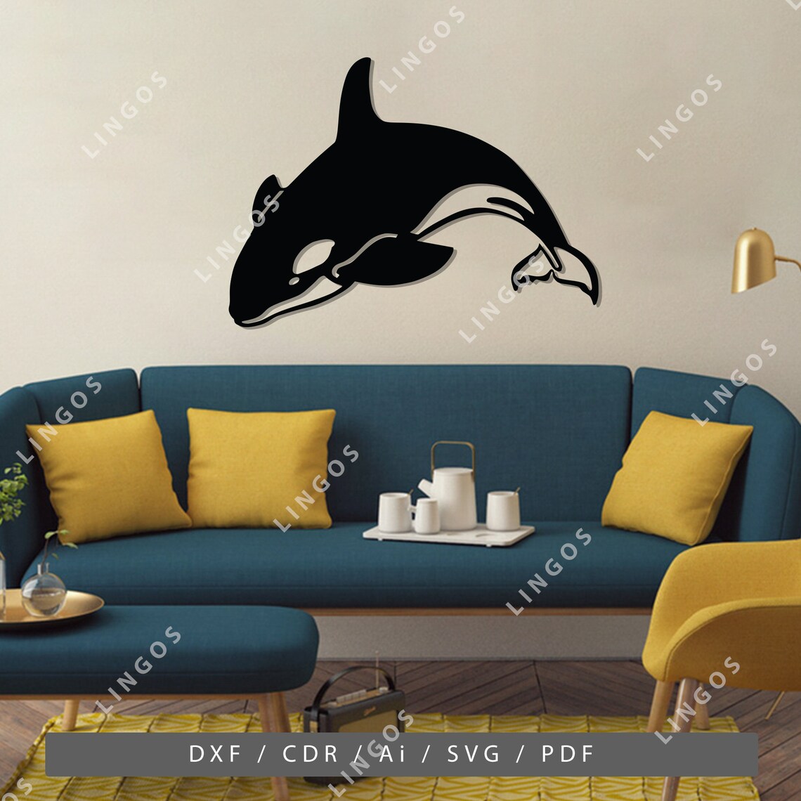 Orca Design Laser Cut Svg Dxf Files Wall Sticker Engraving - Etsy