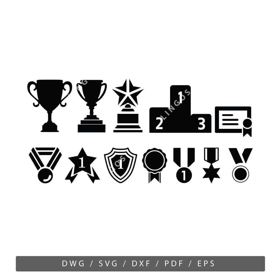Award Trophy Bundle Svg, Prize Clipart File, Medals Vector, Trophies ...