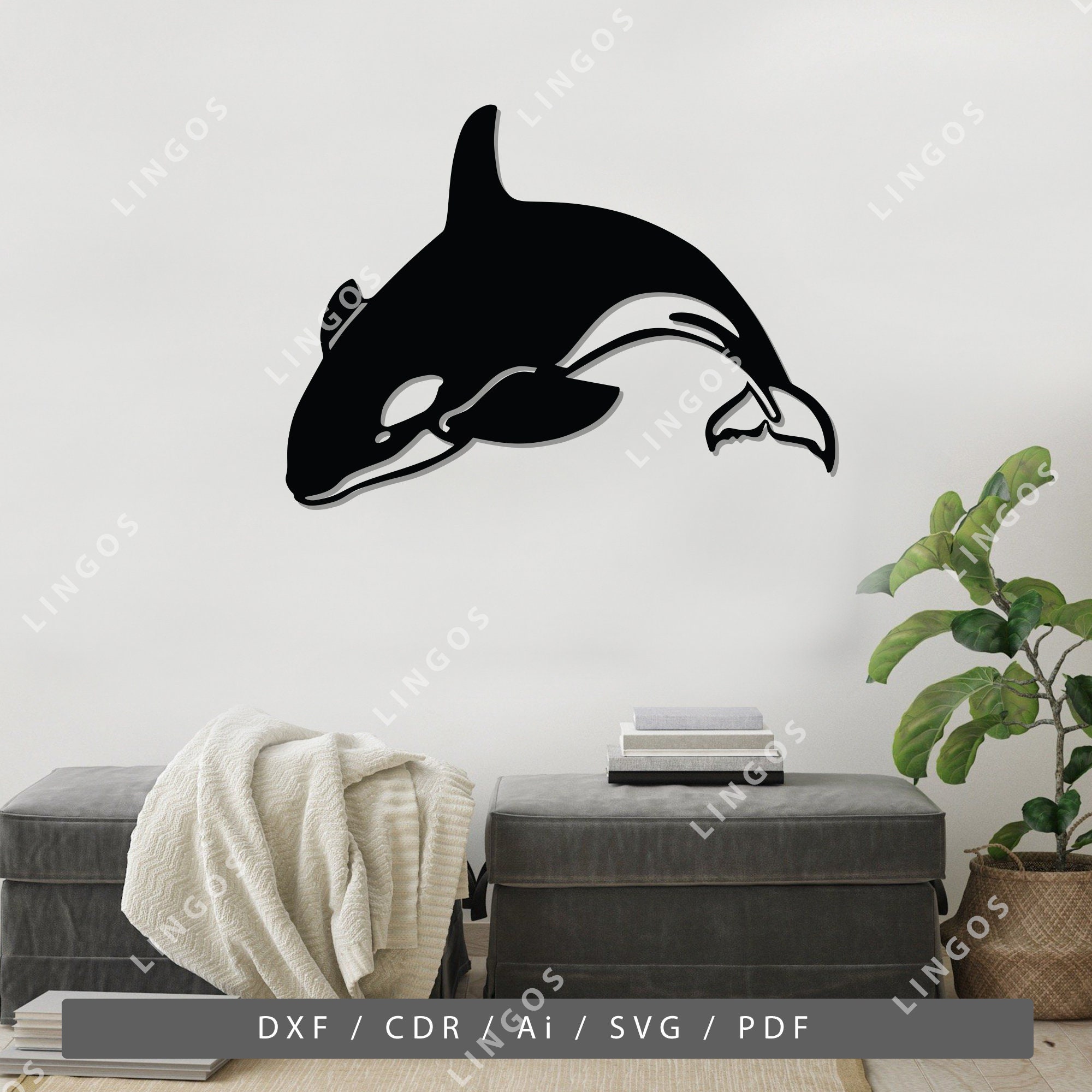 Orca Design Laser Cut Svg Dxf Files Wall Sticker Engraving - Etsy Australia