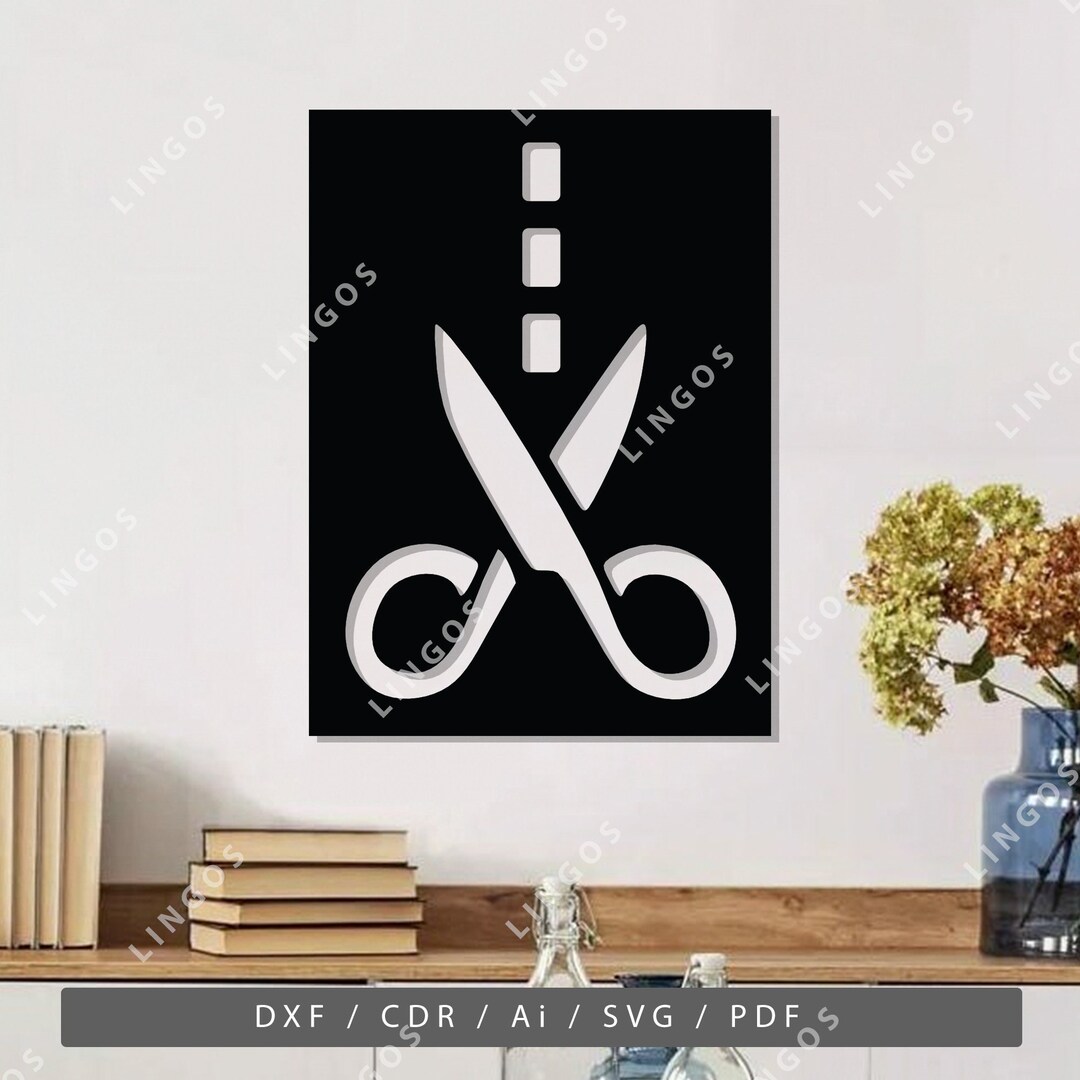 Scissors Cut Mark Wall Decor: Dashed Line SVG, DXF, PDF - Etsy