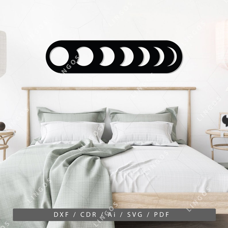 Lunar Phases Design Laser Cut Svg Dxf Files Wall Sticker - Etsy