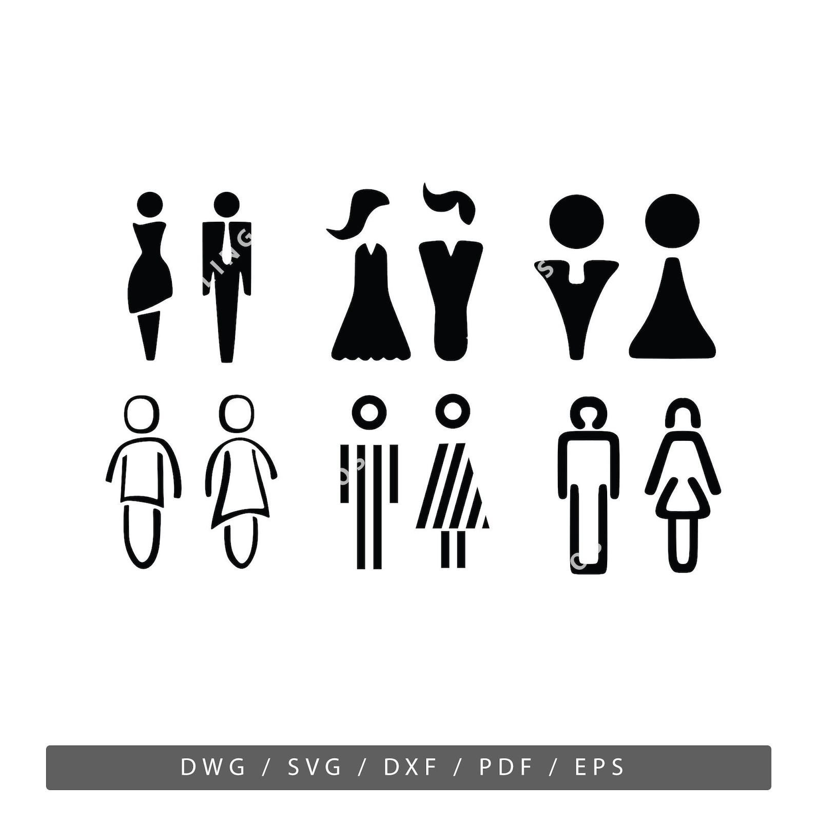 Restroom Symbol SVG Toilet Sign Bundle Vector WC Silhouette - Etsy