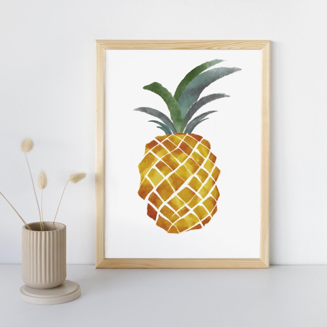 Pineapple Printable Wall Art, Fruit Poster, Watercolor Illustration ...
