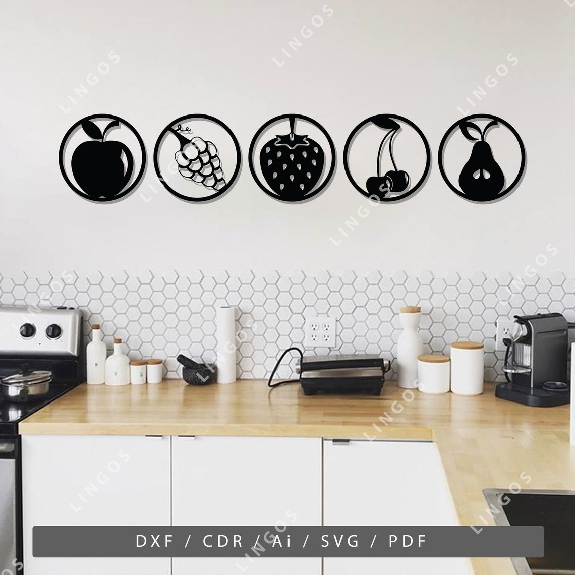 Fruits Design Laser Cut Svg Dxf Files Wall Sticker Engraving - Etsy