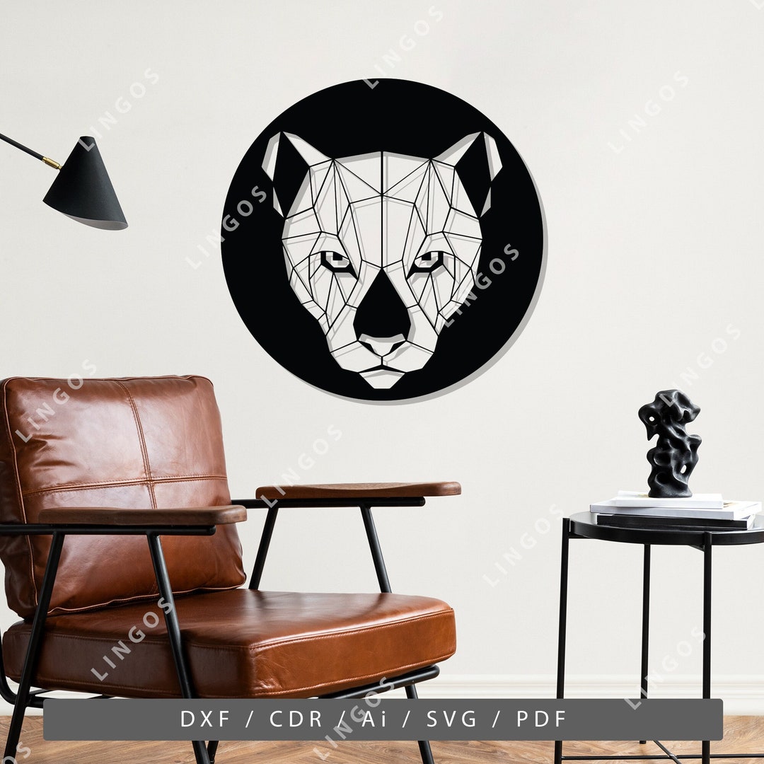 Geometric Puma, Animal Vector, Cut Template Vector File, Laser Cut Wall ...