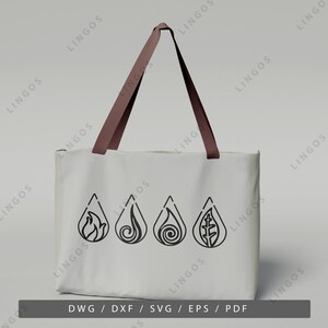 Element Vector, Four Elements SVG Bundle, Earth Plans,air PDF, Fire DWG, Water Dxf, Eps,cnc ...