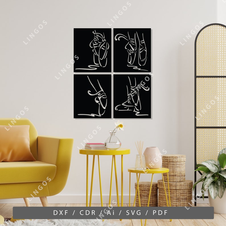 Ballerina Footwork Vector Ballet Shoes DXF Wall Sticker | Etsy