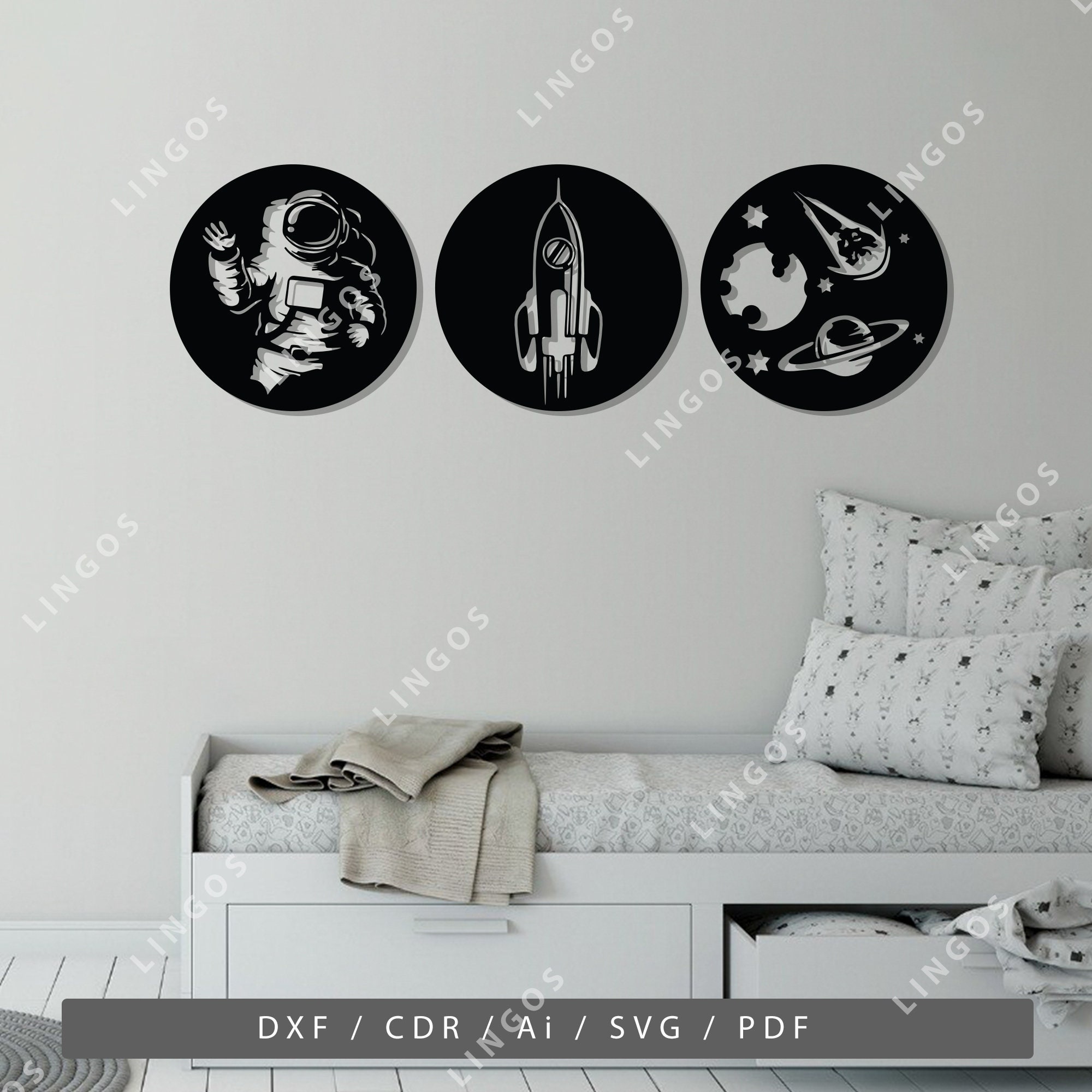 Space Design Laser Cut Svg Dxf Files Wall Sticker Engraving - Etsy Canada