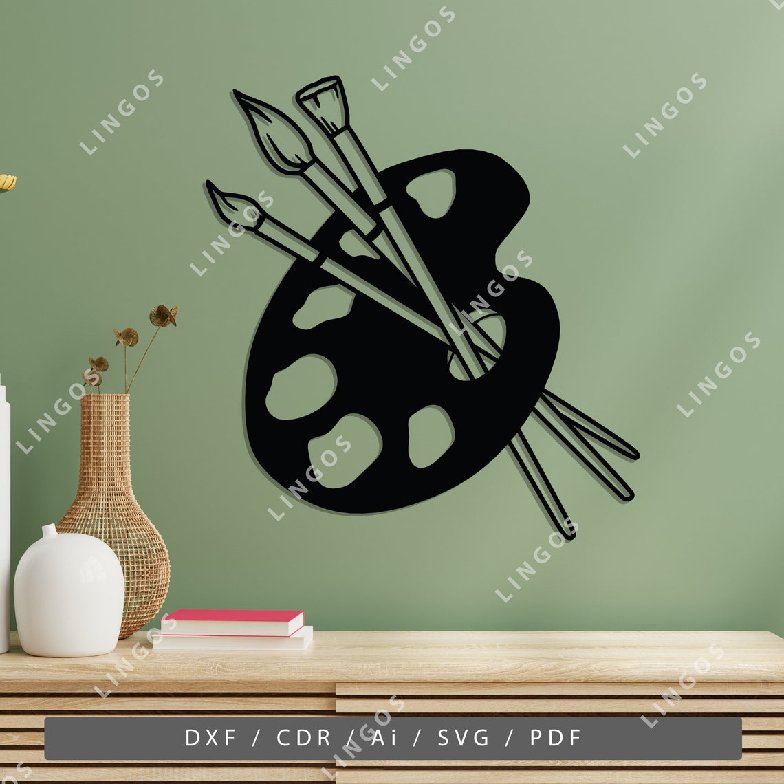 Paint Palette SVG Paint Brush Silhouette Palette Wall Art | Etsy