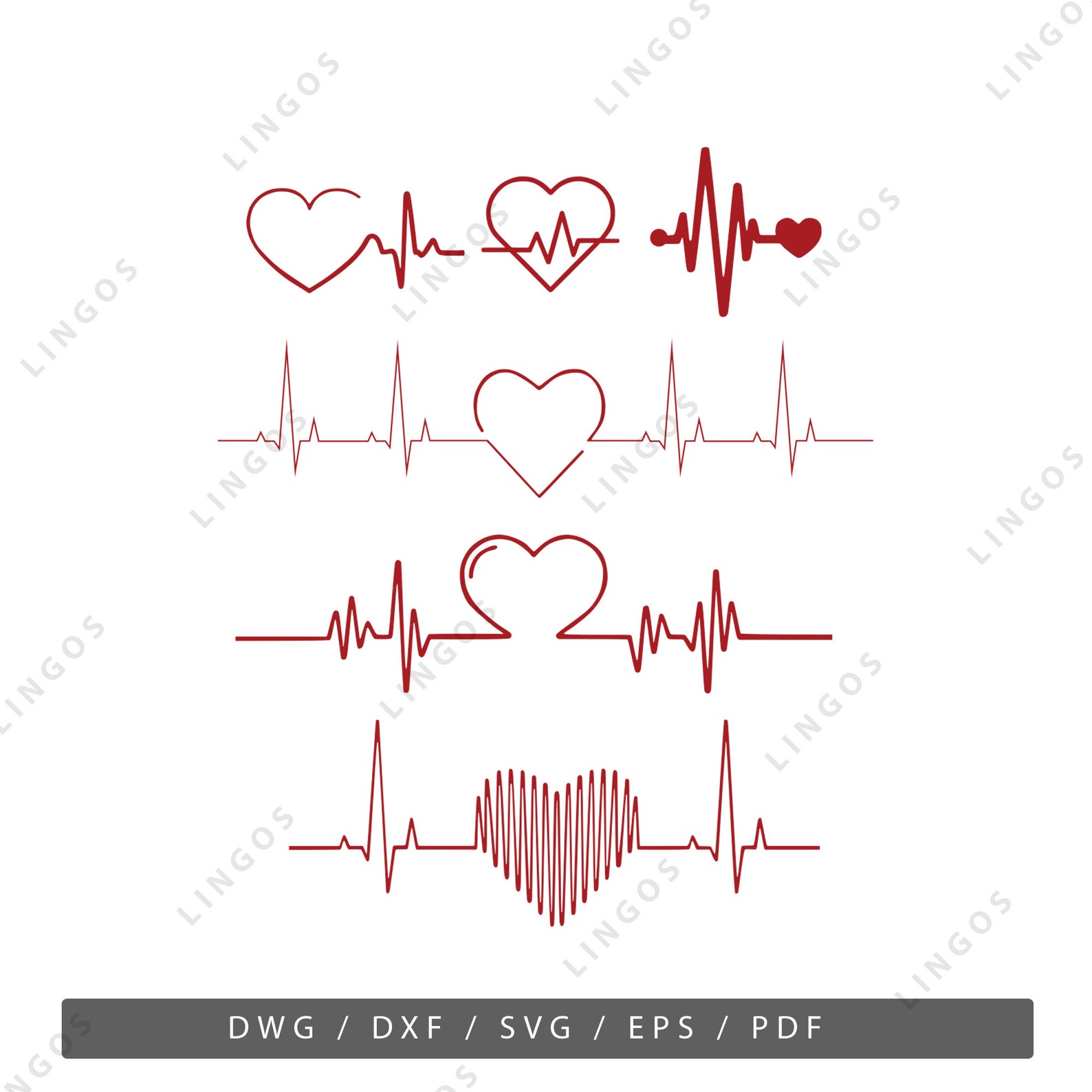 Heartbeat Vector Heart SVG Bundle Healthcare Pdf Life DWG | Etsy