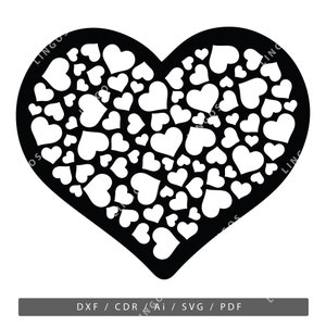 Heart Laser Cut Svg, DXF Files, Wall Sticker, Engraving Decal, Digital ...