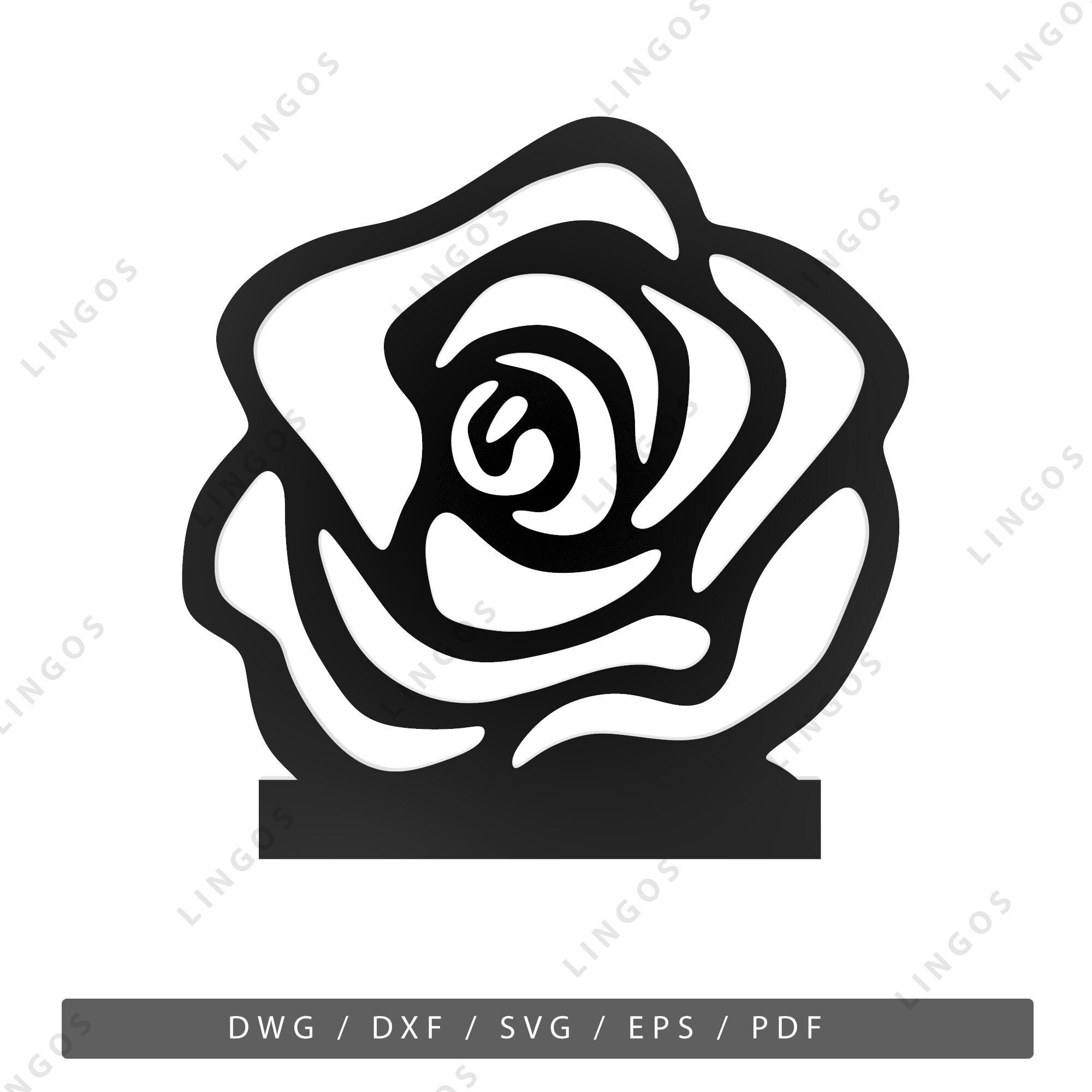 Minimalist Rose Eps File Flower Cut File Planspdf DWG - Etsy