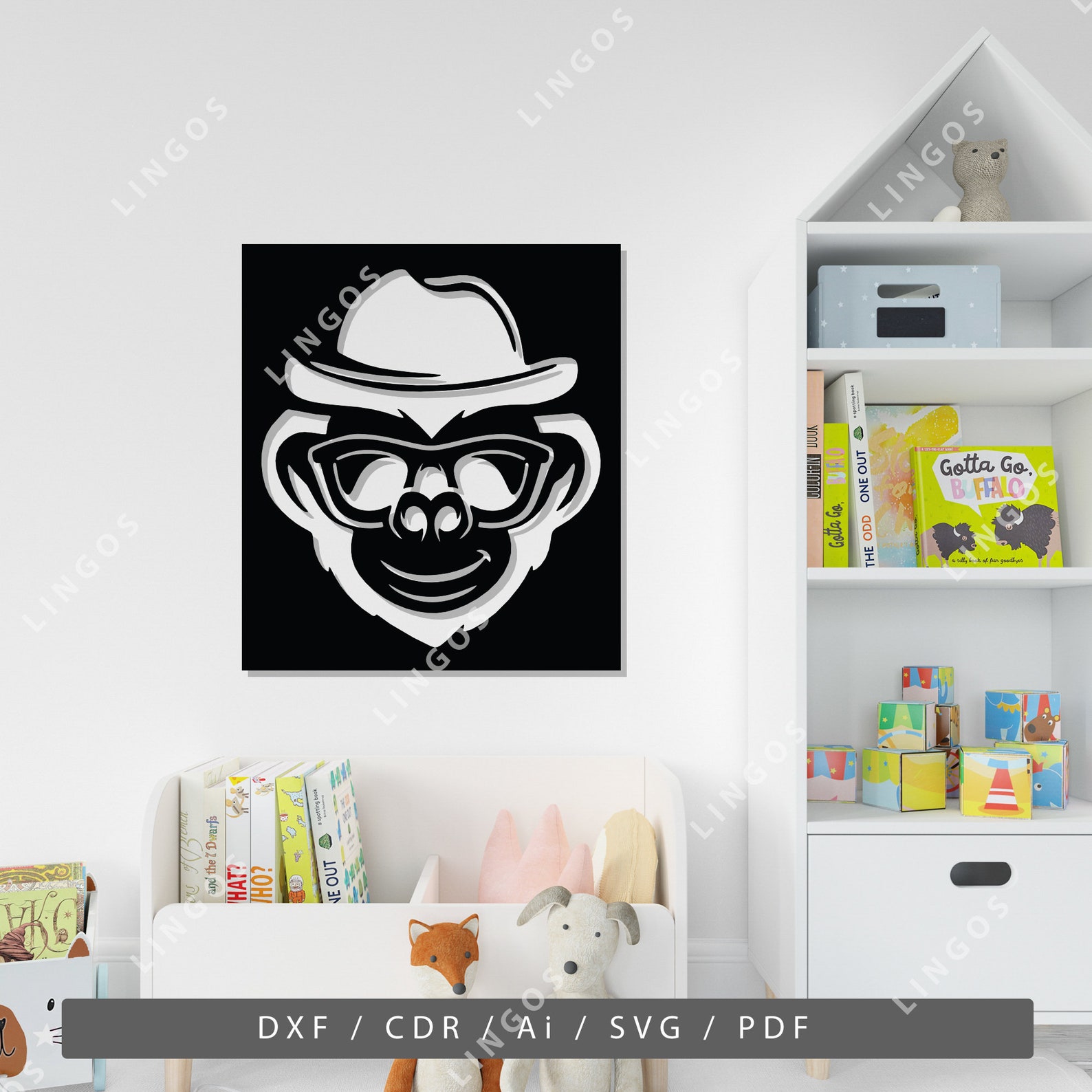 Monkey Vector Cool Monkey DXF File Animal Silhouette Monkey | Etsy