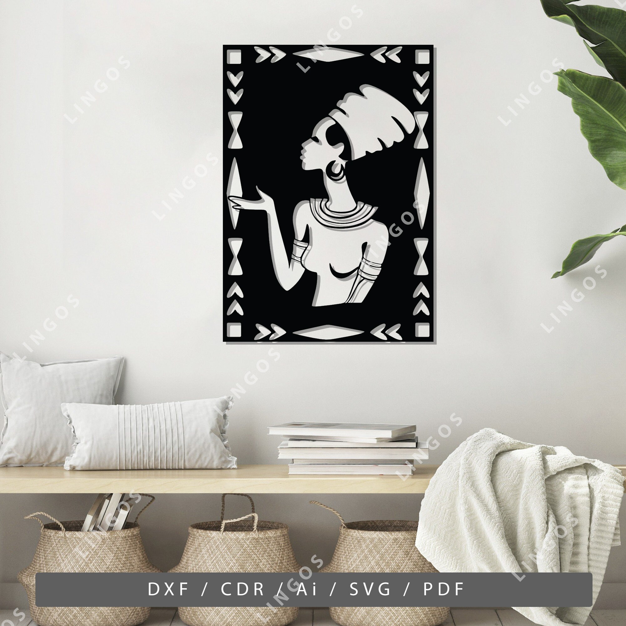 African Woman Design Digital Vector Svg Dxf Files Wall Sticker | Etsy