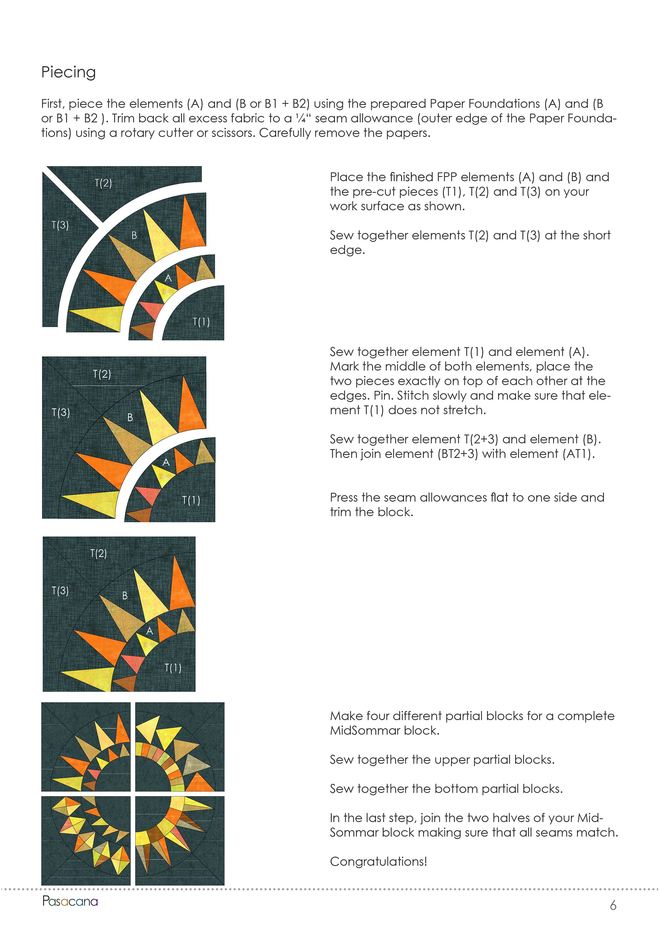 Foundation Paper Piecing Block Instructions (PDF) - Midsommar - New ...