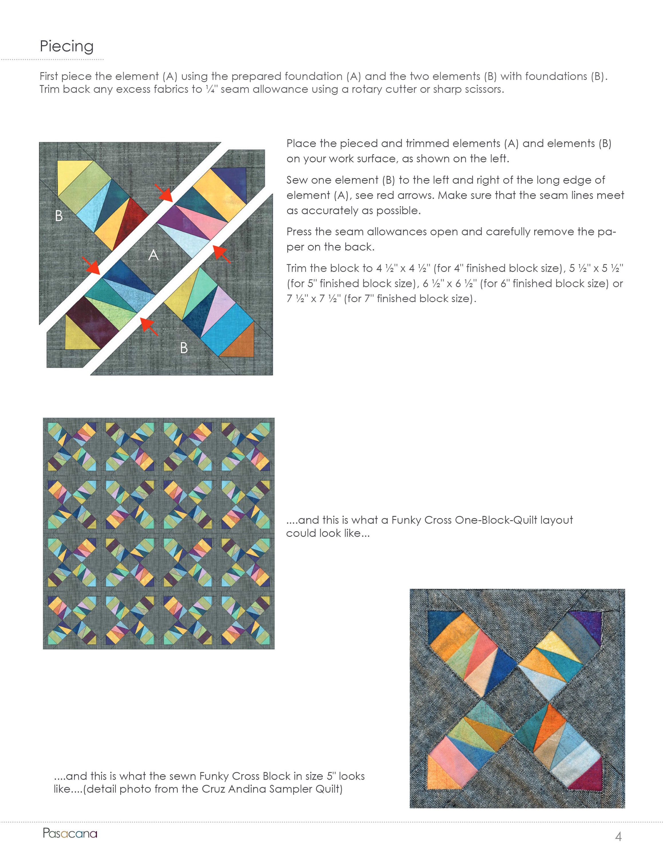 Foundation Paper Piecing (FPP) Block Instructions "funky Cross" - Mini ...