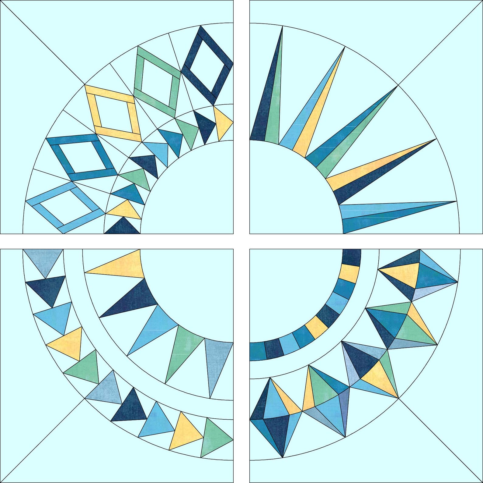 Foundation Paper Piecing (FPP) Block Pattern "arctic Sunrise ...
