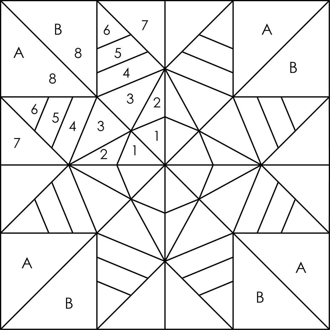 Foundation Paper Piecing (FPP) Block Pattern "compass Star ...