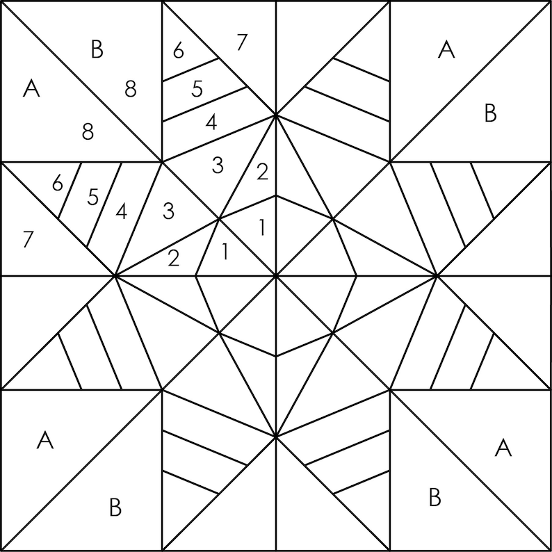 Foundation Paper Piecing FPP Block Pattern compass - Etsy