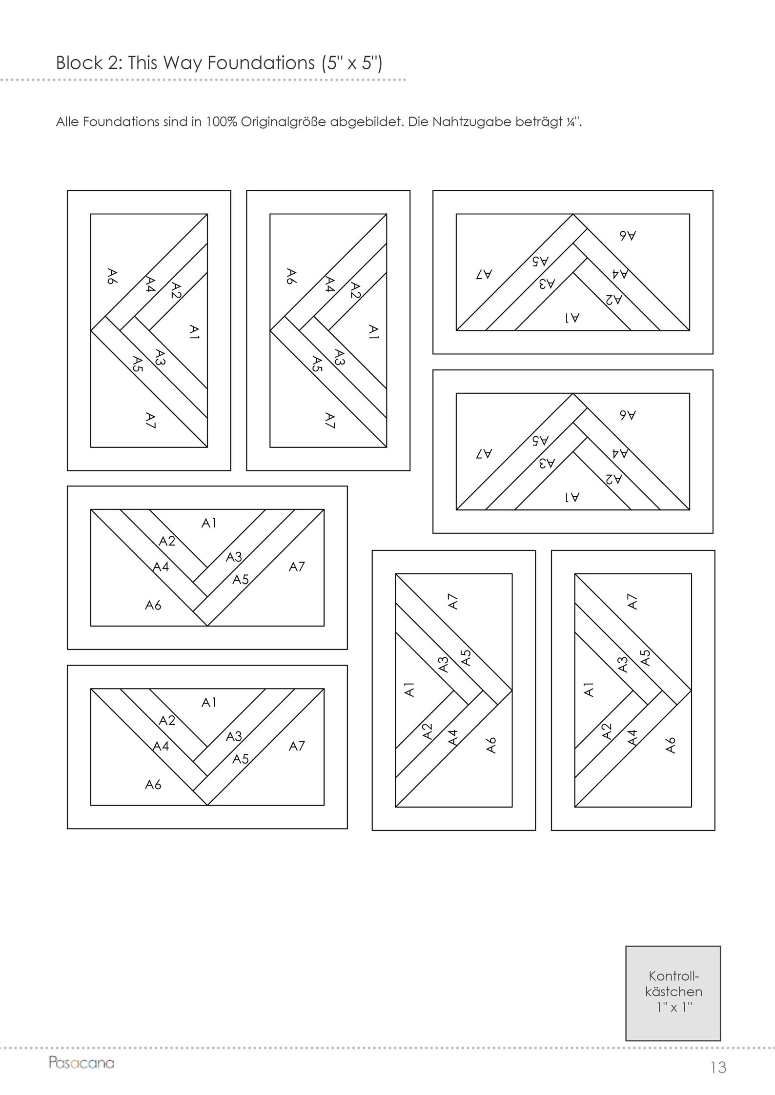 Foundation Paper Piecing Instructions (PDF) German + ENGLISH / Little ...