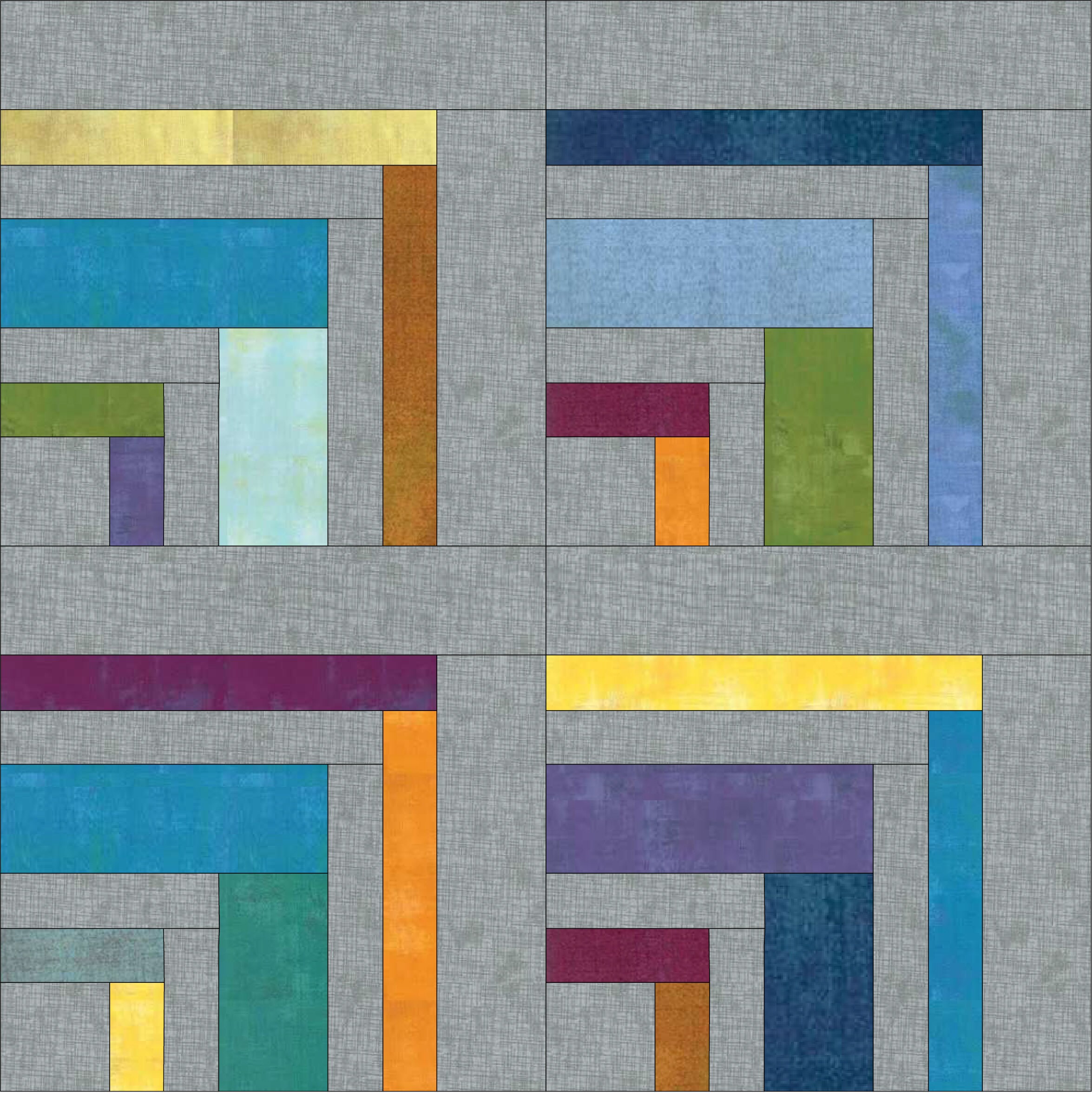 Foundation Paper Piecing FPP Block Pattern bento Box in 4 Sizes in Inch ...