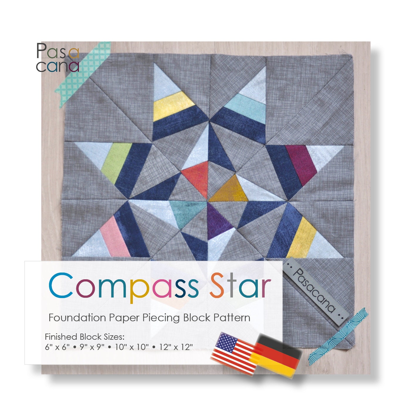 Foundation Paper Piecing FPP Block Pattern compass - Etsy