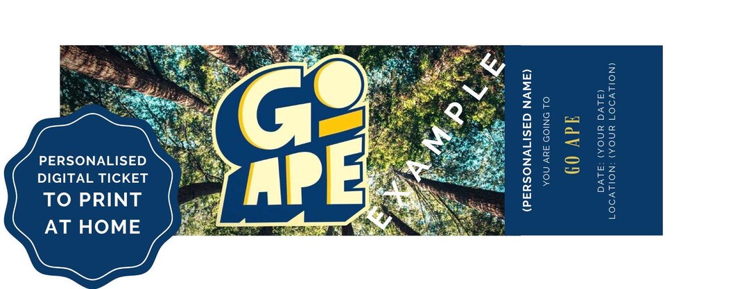 Personalised Go Ape Ticket - Event Ticket - Fake Go Ape Personalised ...
