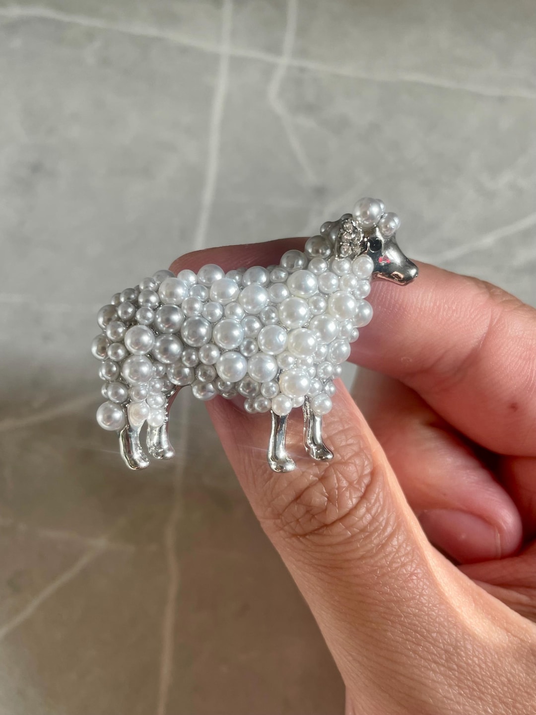 Detailed Pearl Sheep Lamb Brooch Pin Badge - Etsy