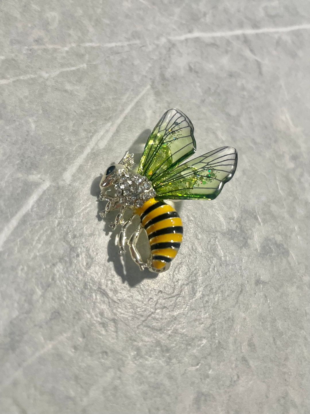 Bee Wasp Glitter Wing Detail Brooch Pin - Etsy
