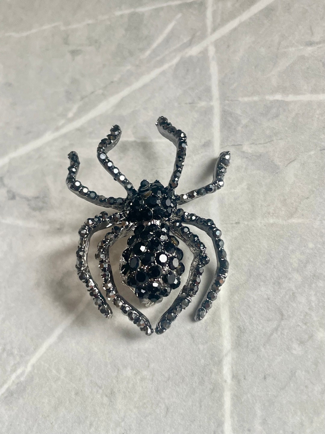 Black Spider Tarantulas With Gem Detail Brooch Pin - Etsy