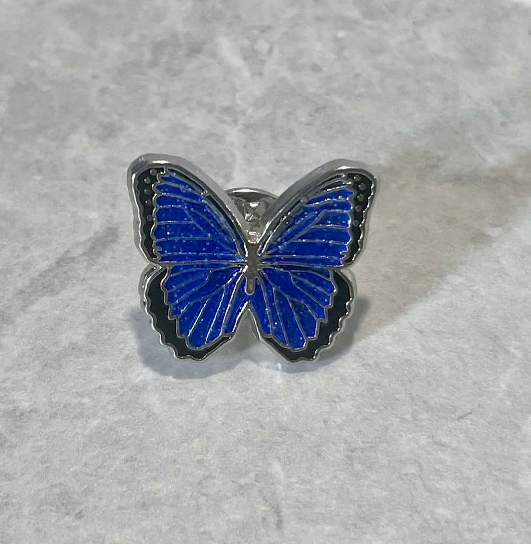 Pretty Blue Butterfly Enamel Pin - Etsy