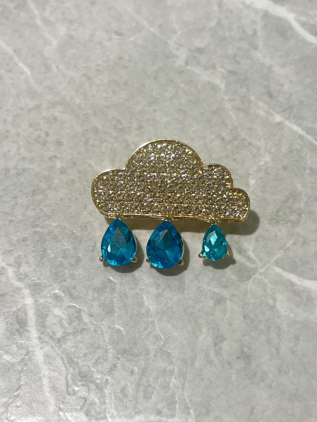Rain & Clouds Weather Badge Brooch Pin - Etsy