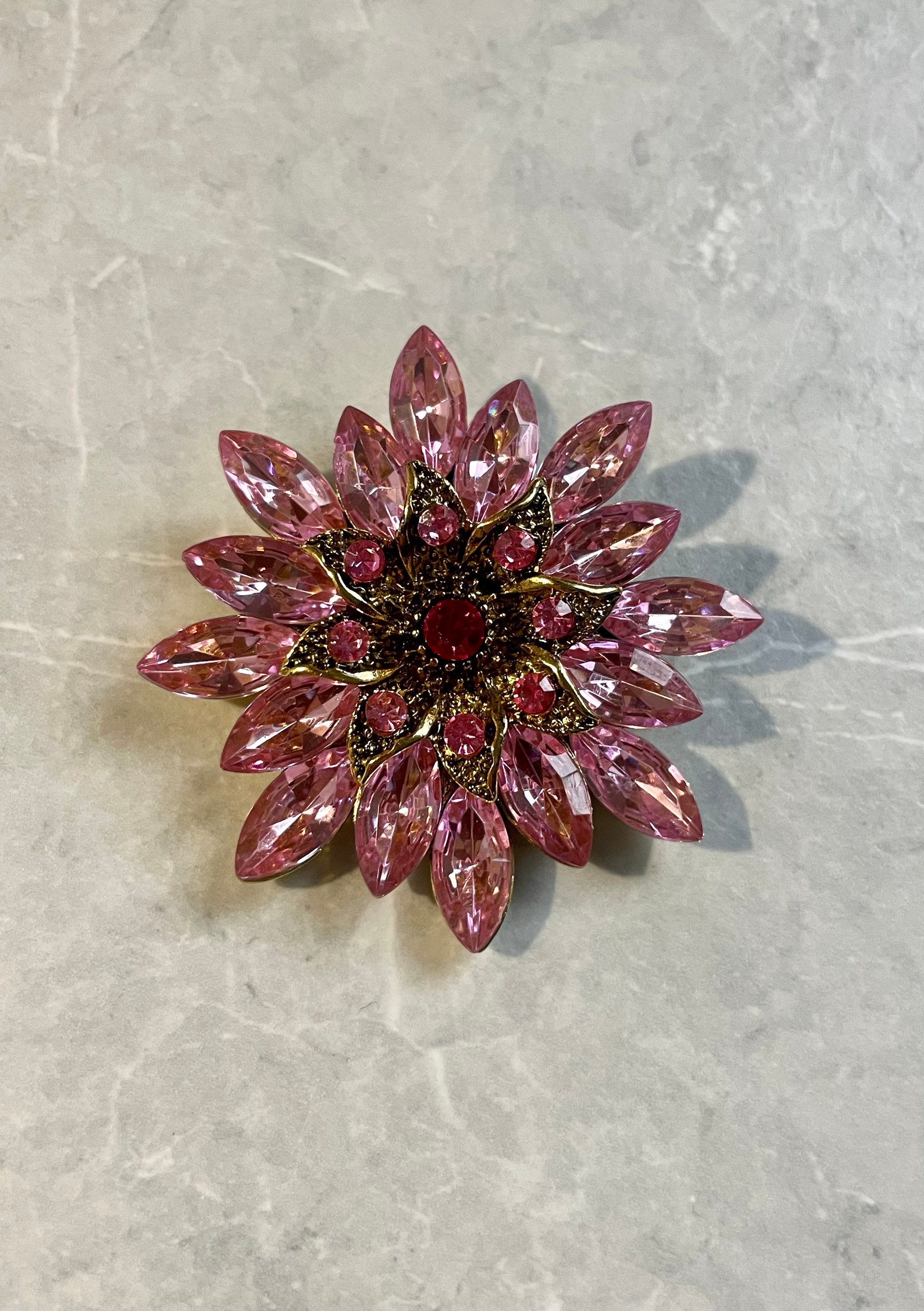 Pink Flower Brooch Pin Etsy