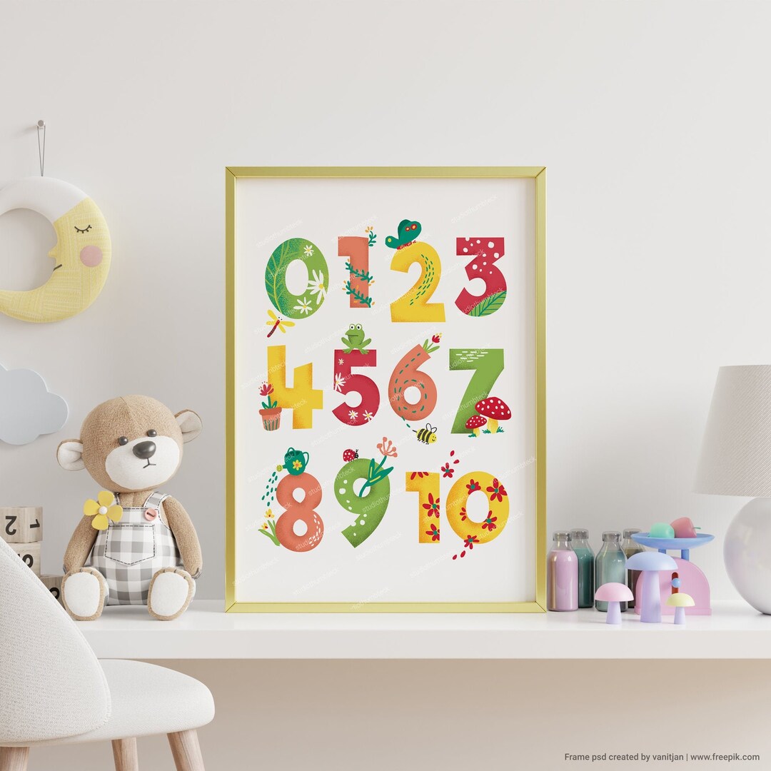 Garden Numbers 1-10 Poster for Kids Room and Nursery Decor, 1 to 10 ...