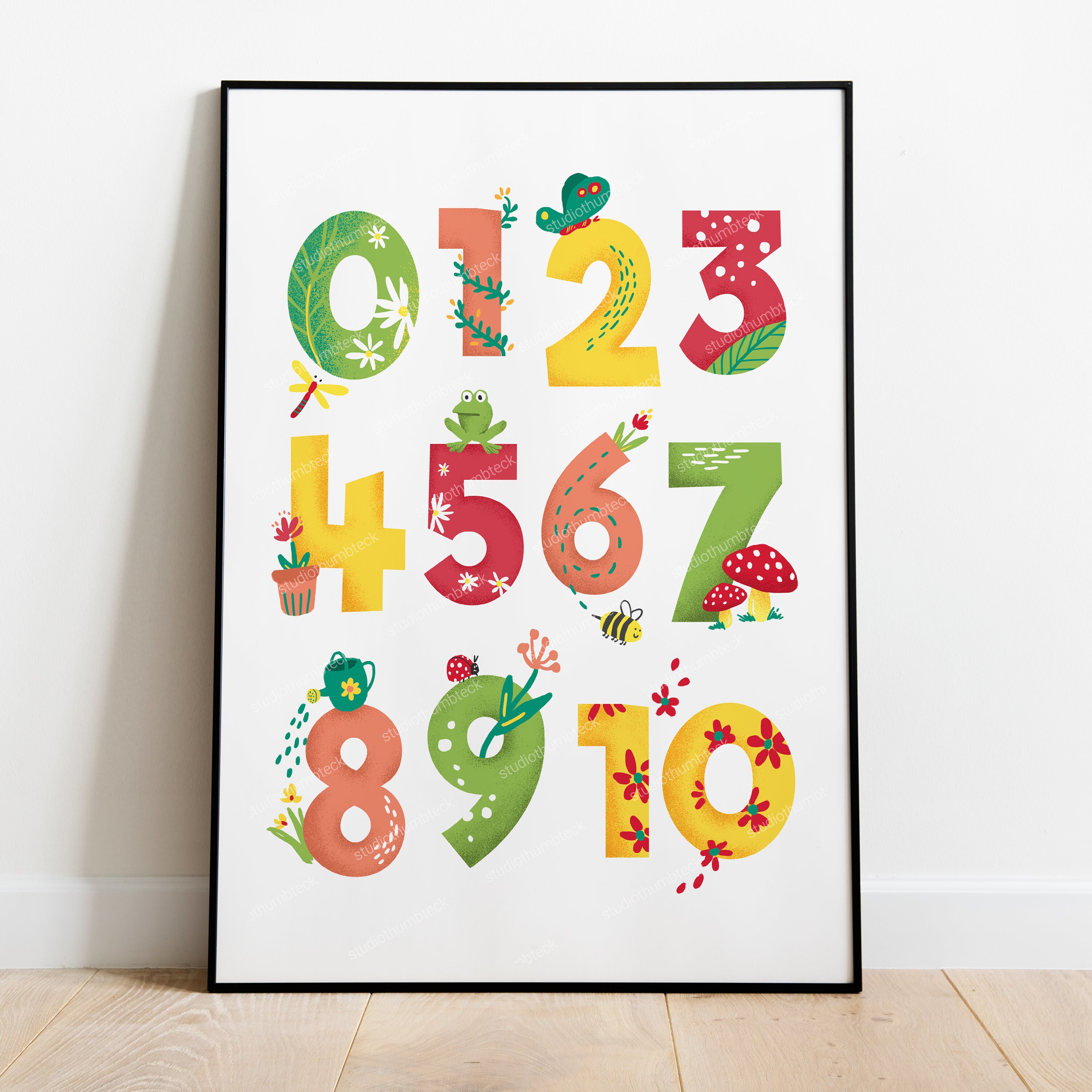 Garden Numbers 1-10 Poster for Kids Room and Nursery Decor, 1 to 10 ...