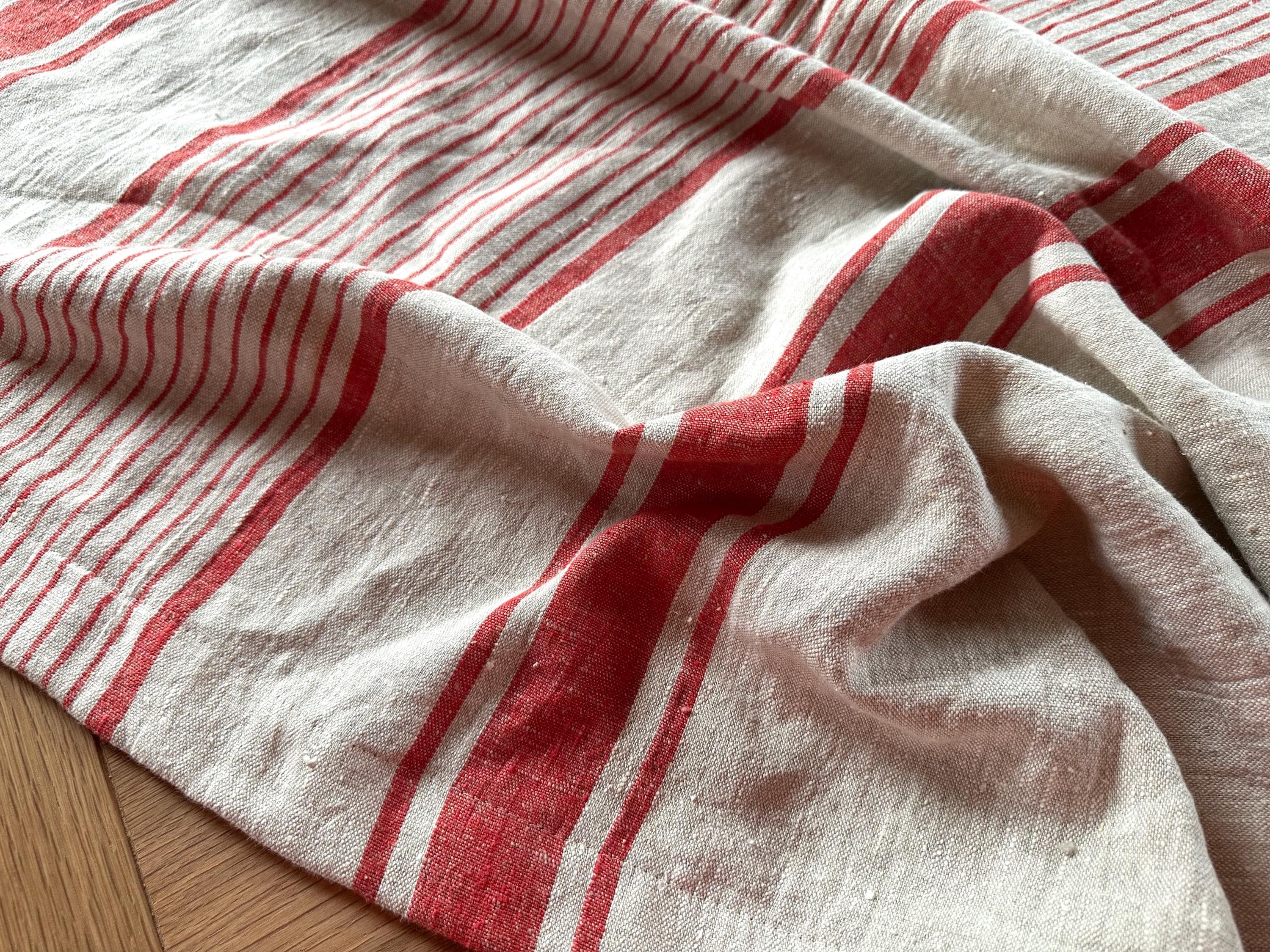 Heavy Linen Tablecloth : French Striped Rustic Style, OEKO-TEX ...