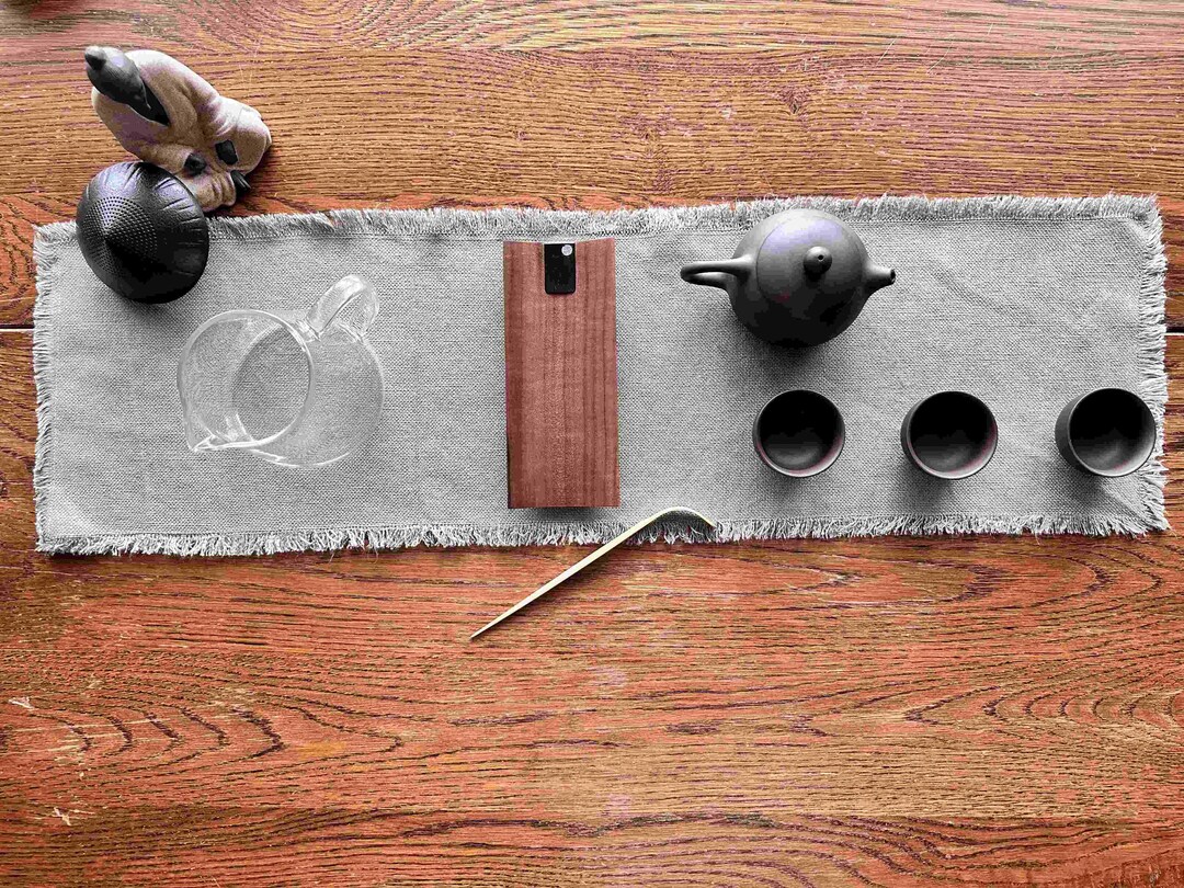 Linen Tea Runner Chabu Ceremonial Tea Mat in Sage Green Linen Wabi Sabi ...