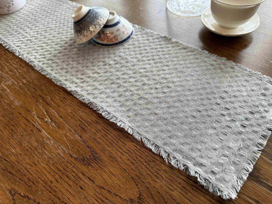 Linen Tea Runner Chabu Ceremonial Tea Mat in Grey Linen Wabi Sabi Gift ...