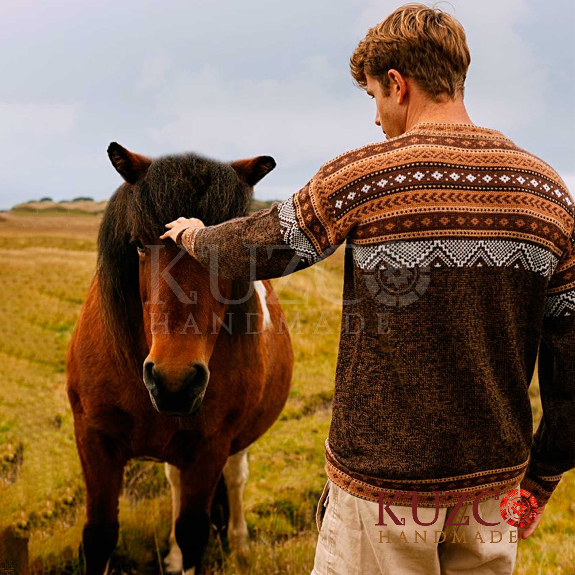 Brown Alpaca Sweater, Men Alpaca Sweater, Boho Sweater, Genuine Alpaca ...