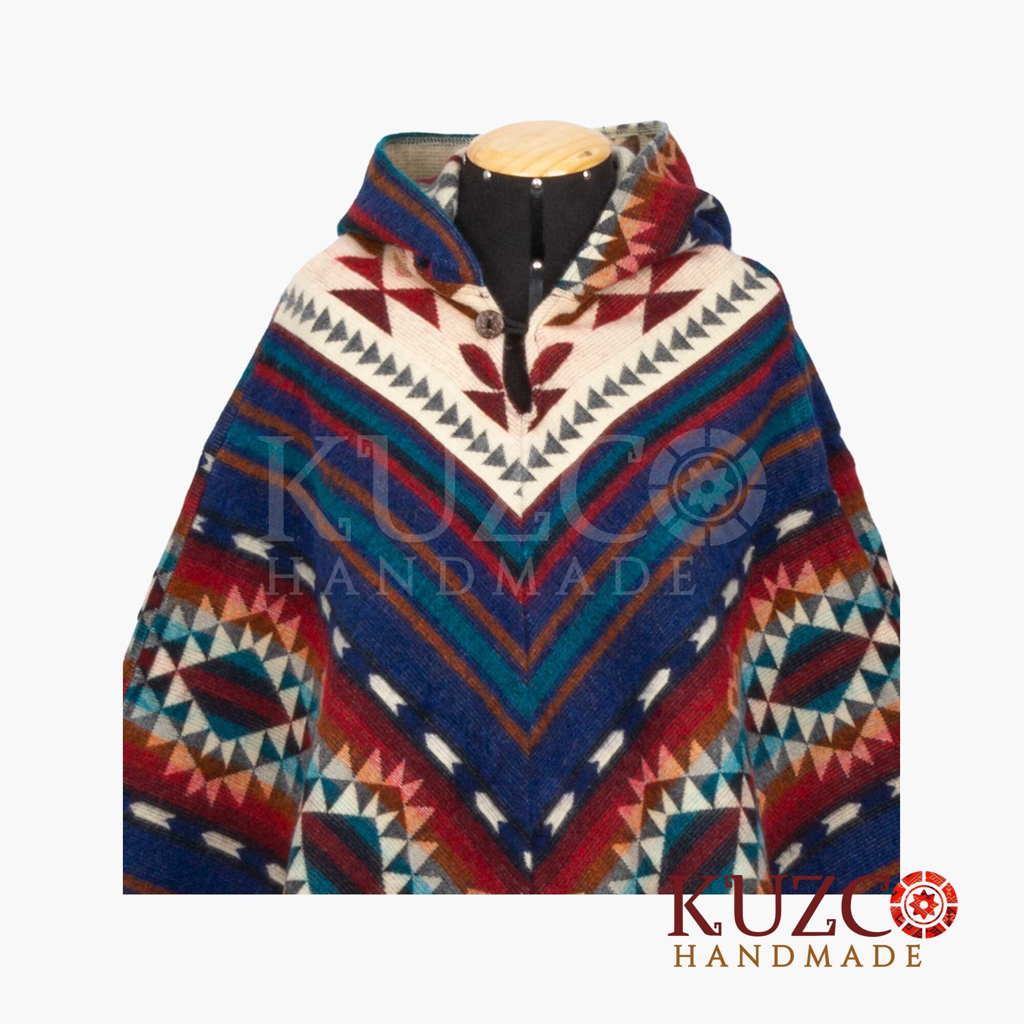 Native Alpaca Poncho, Blue Unisex Poncho, Native Poncho, Blue Indian ...