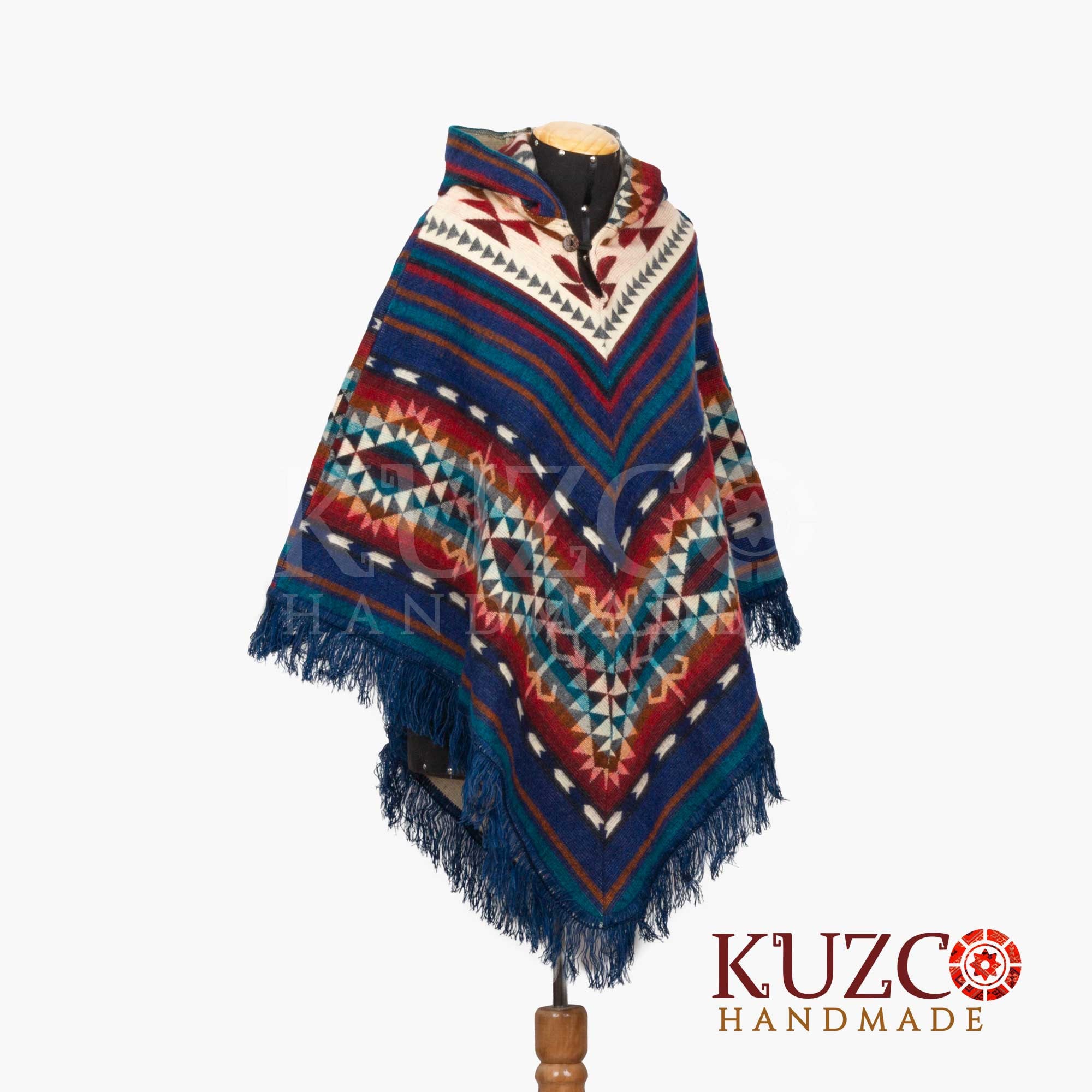 Native Alpaca Poncho, Blue Unisex Poncho, Native Poncho, Blue Indian ...