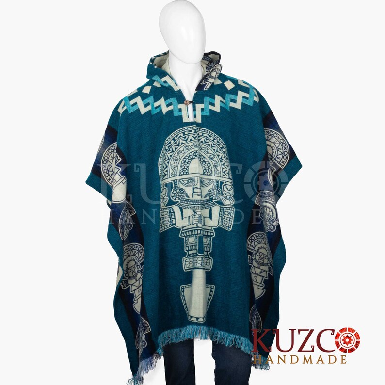 Blue Tribal-style Alpaca Poncho Unisex Alpaca Poncho Unisex - Etsy