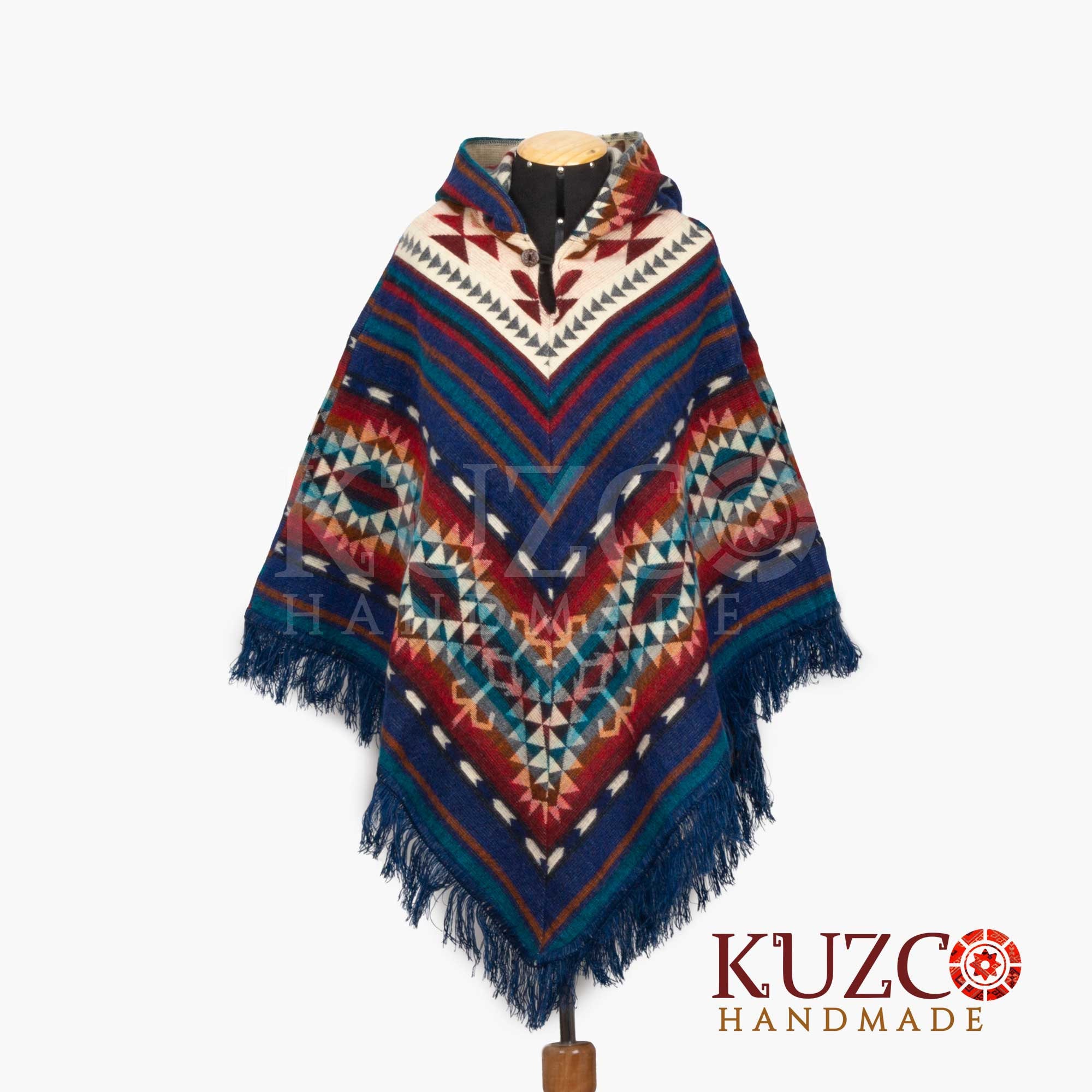 Native Alpaca Poncho, Blue Unisex Poncho, Native Poncho, Blue Indian ...