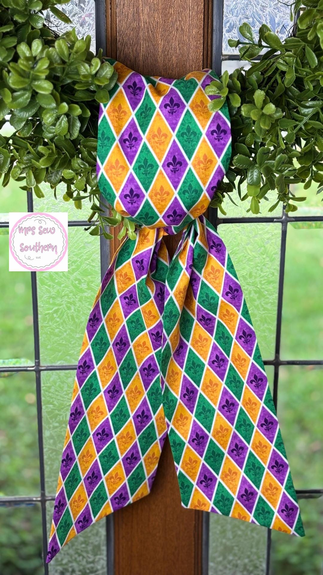 Mardi Gras Purple Green and Gold Fleur De Lis Wreath Sash, Mardi Gras ...