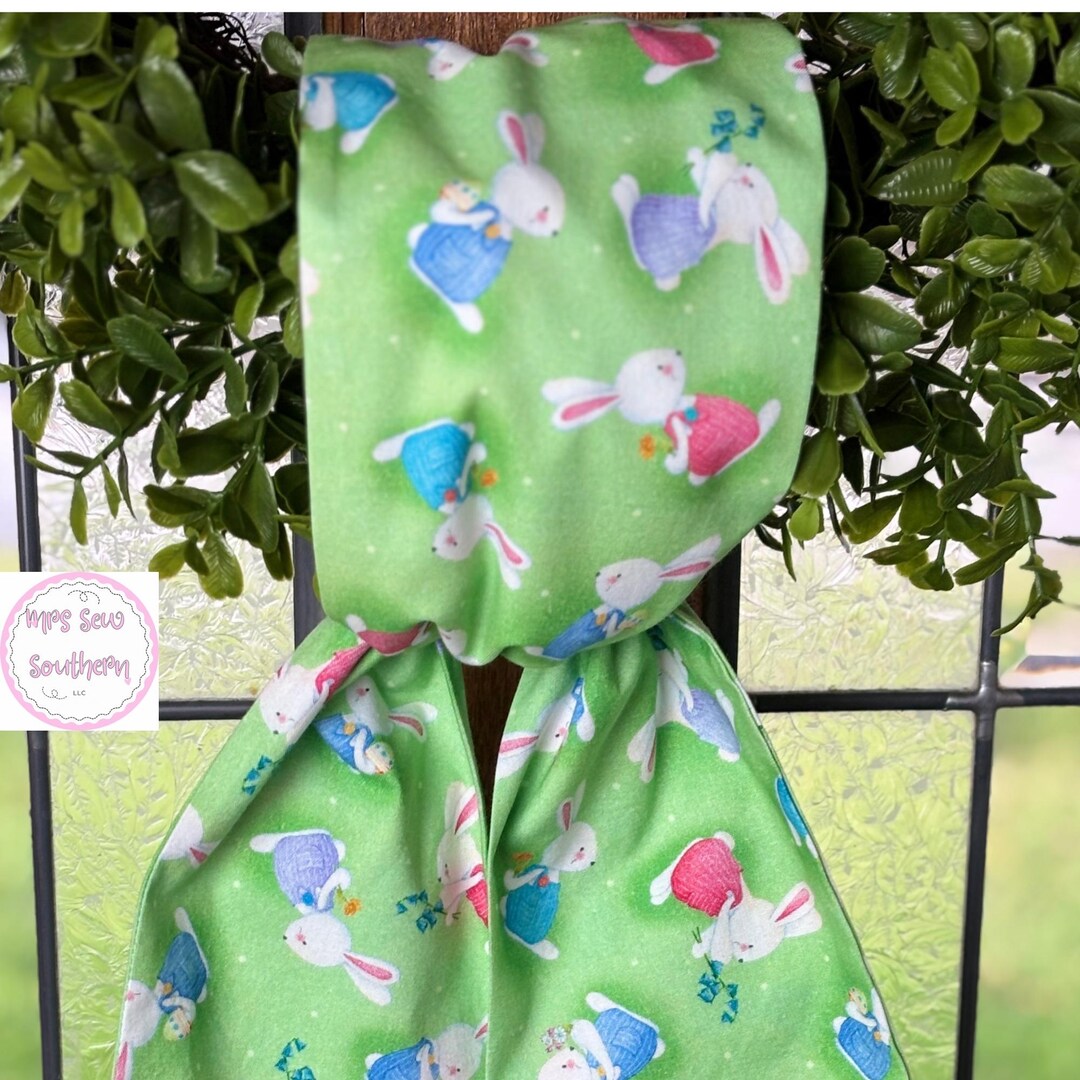 Easter Bunny Handmade Wreath Sash, Handmade Boxwood Wreath Sash, Spring ...